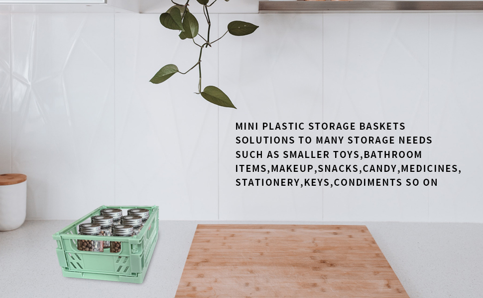 Amazon.com: KVZVK 2-Pack Mini Plastic Folding Baskets,Plastic Storage ...