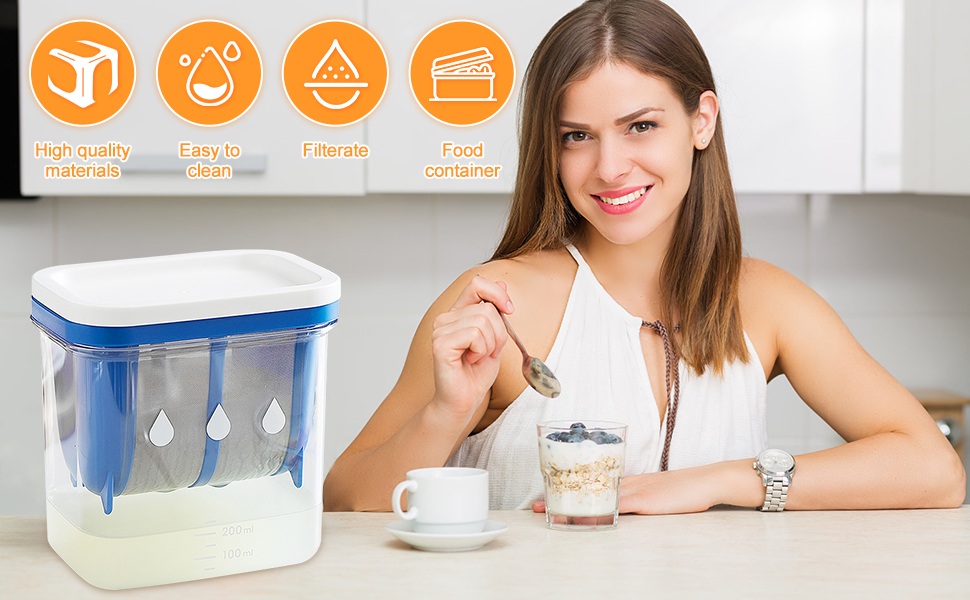 Amazon.com: Greek Yogurt Strainer Fine Mesh Yogurt Filter with Lid Reusable Stainless Steel ...