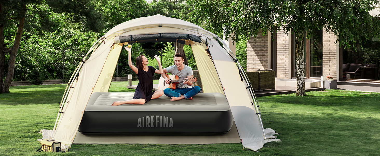 Airefina King Inflatable Mattress, Air Bed with Built-in Electric Pump, Blow Up Mattress in 3 ...