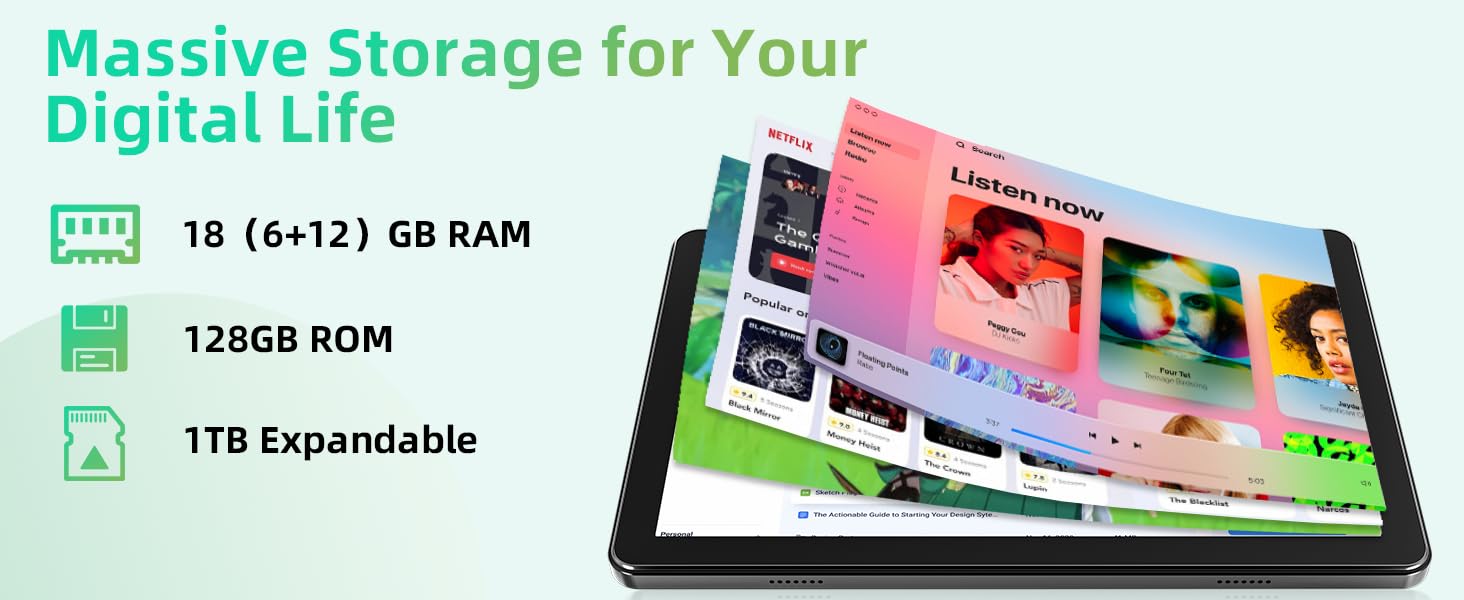 Amazon.com : Tablet 10 inch Android 15 Tablets, 18GB RAM 128GB ROM 1TB Expand, Octa-Core ...