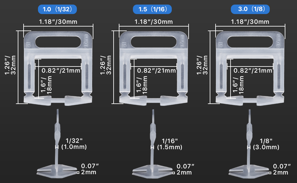 4500 Pcs Tile Leveling System Clips 1/8" (3.0mm) for Ceramic Tile and ...