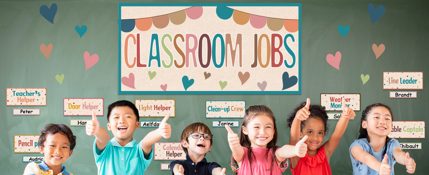 Amazon.com : Boho Classroom Jobs Chart Bulletin Board Sets, Colorful ...