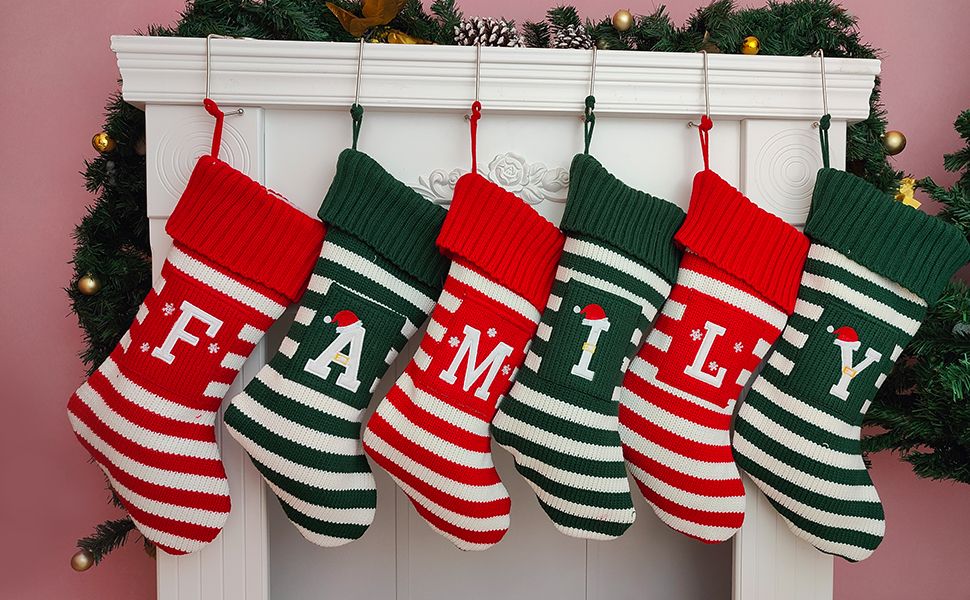 Amazon.com: Christmas Stocking Knit Initial Christmas Stockings for ...
