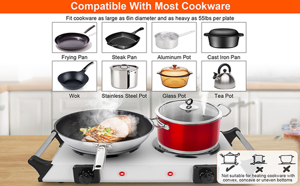 Amazon.com: iMounTEK 2000W Electric Dual Burner Portable Coil Heating Hot Plate Stove Countertop ...