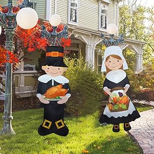 Amazon.com : 2PCS Fall Thanksgiving Windsocks Decorations, Pilgrim Boy ...