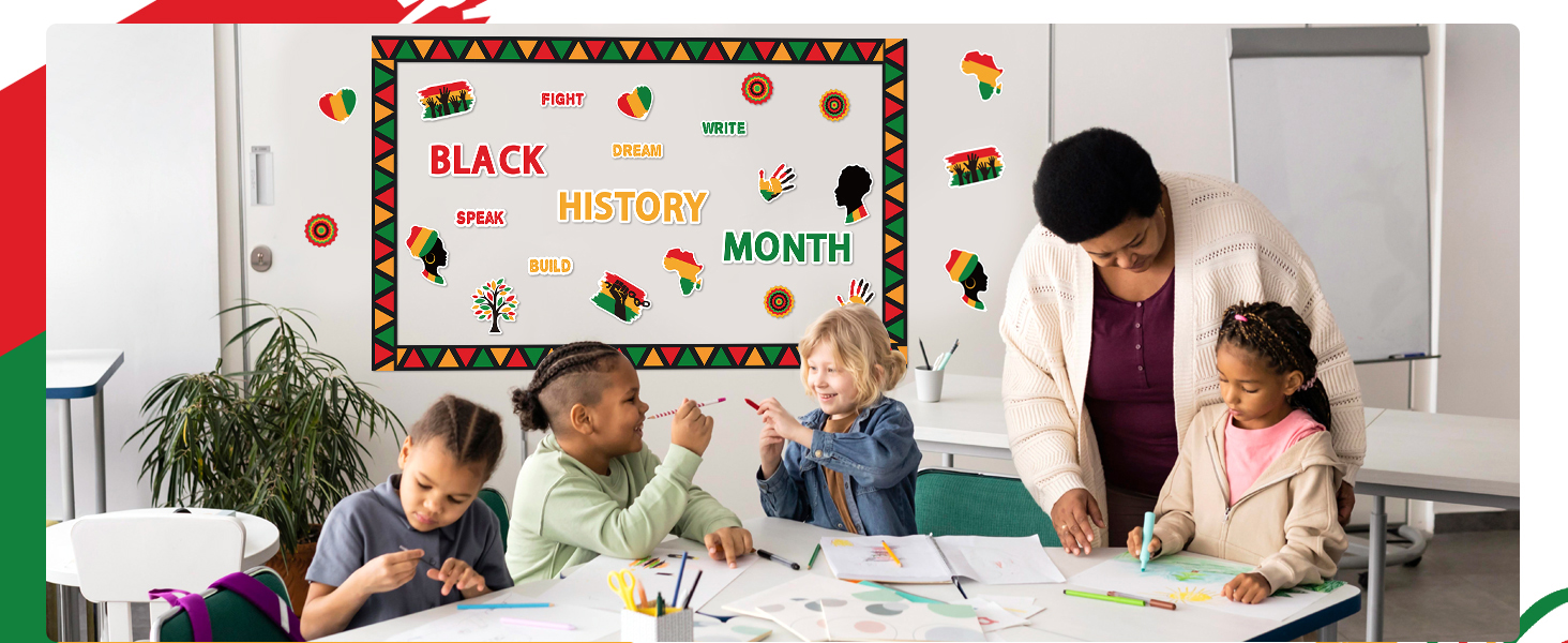 Amazon.com: Black History Month Bulletin Board Set Paper Cutouts for ...