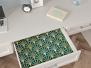 CHIHUT Emerald Green Geometric Peel and Stick Wallpaper 17.7”x236” Green Gold Stick on Wallpaper ...