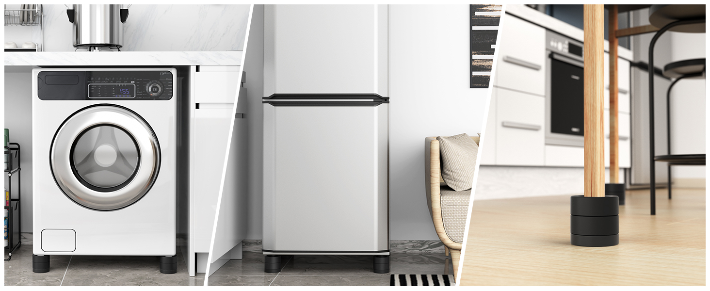 Amazon.co.jp: 洗濯用防振ゴム DEWEL かさ上げ台 9cm 高さ調整 12点セット ブラック 継ぎ足し 底上げ 置き台 冷蔵庫 ソファー テーブル こたつ ベッドの高さあげ ...