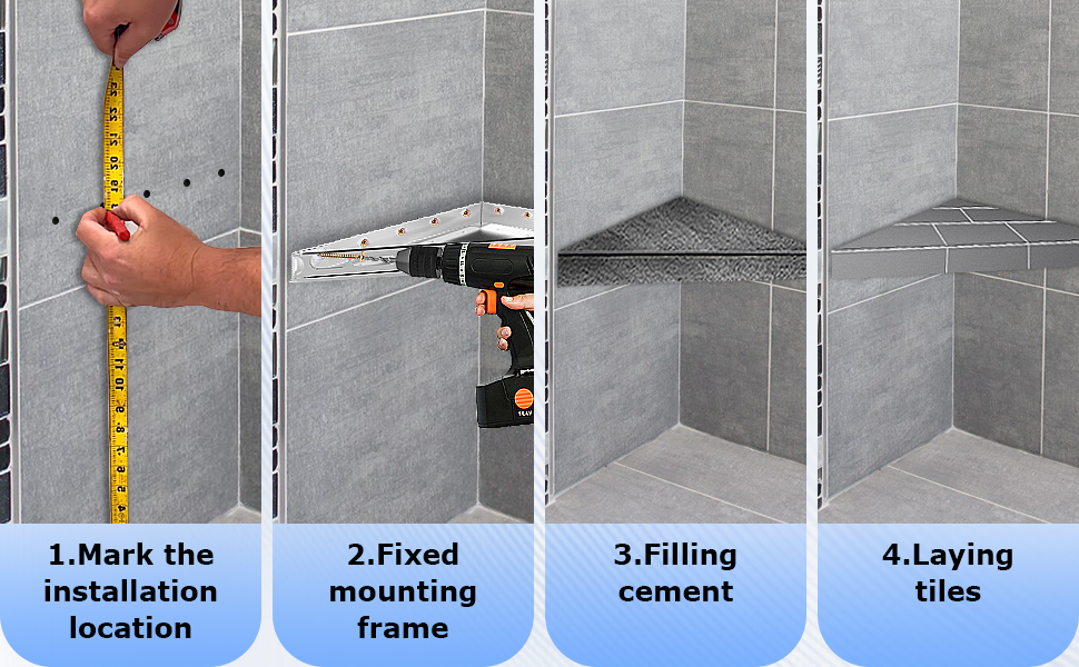 Amazon.com: EXODIOS Floating Corner Shower Bench, 17''x17''x24'' Versatile Versatile Corner ...