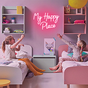 Amazon.com : My Happy Place Neon Sign, Dimmable Pink LED Neon Light for Wall Decor, USB Powered ...