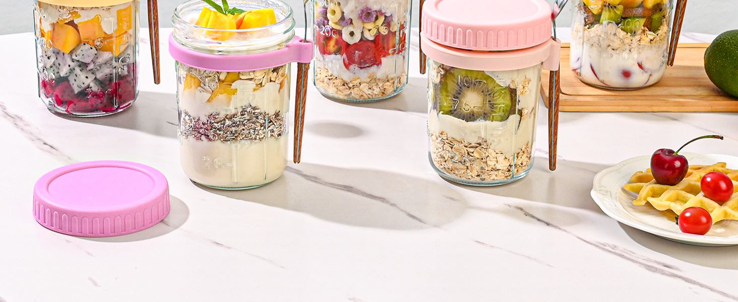 Amazon.com: Xileanalee 6 Pack Overnight Oats Containers with Lids and Spoons-18 Oz Overnight ...