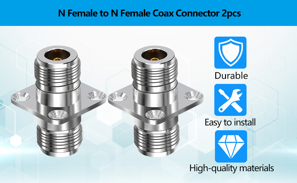 Amazon.com: N Female Coax Adapter TUOLNK N Female to N Female 4 Hole Flange Panel Mount Coaxial ...