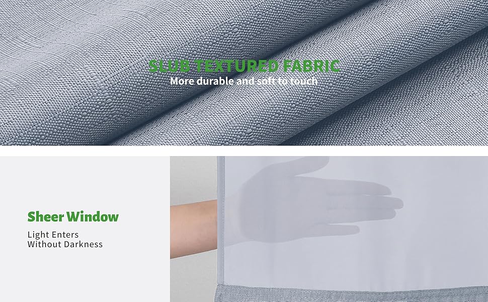 Amazon.com: eachope Blue No Hook Shower Curtain with Snap-in Fabric Liner Set,Slub Textured ...