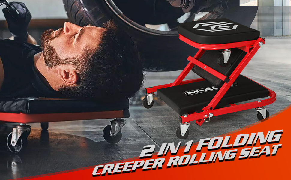 Amazon.com: M-AUTO Foldable Z Creeper 2-in-1 Rolling Folding Car Creeper & Seat, 36" Adjustable ...