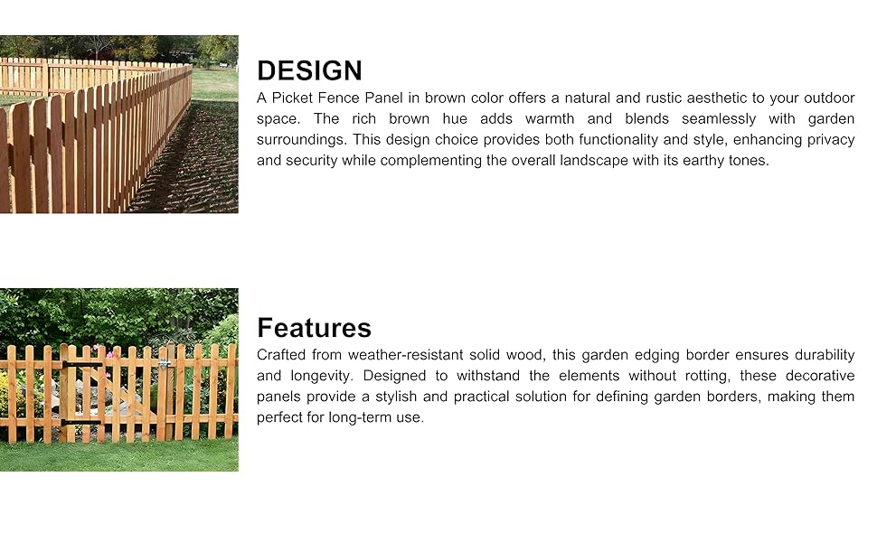 BEDS PLANET Picket Fence Panel |Natural Garden Wood Fence | Rounded Picket Pressure Treated ...