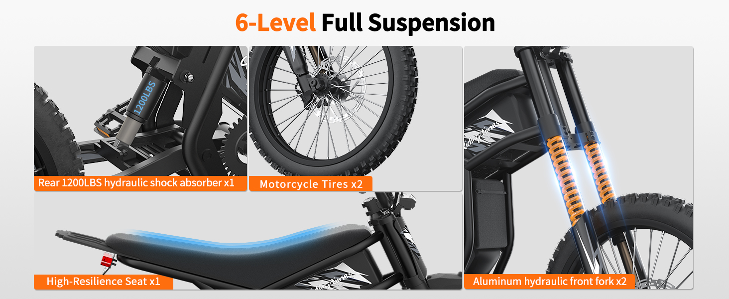 Riding'times GT73 Electric Dirt Bike for Adults | 2400W Electric Bike with 1747Wh Dual Battery ...