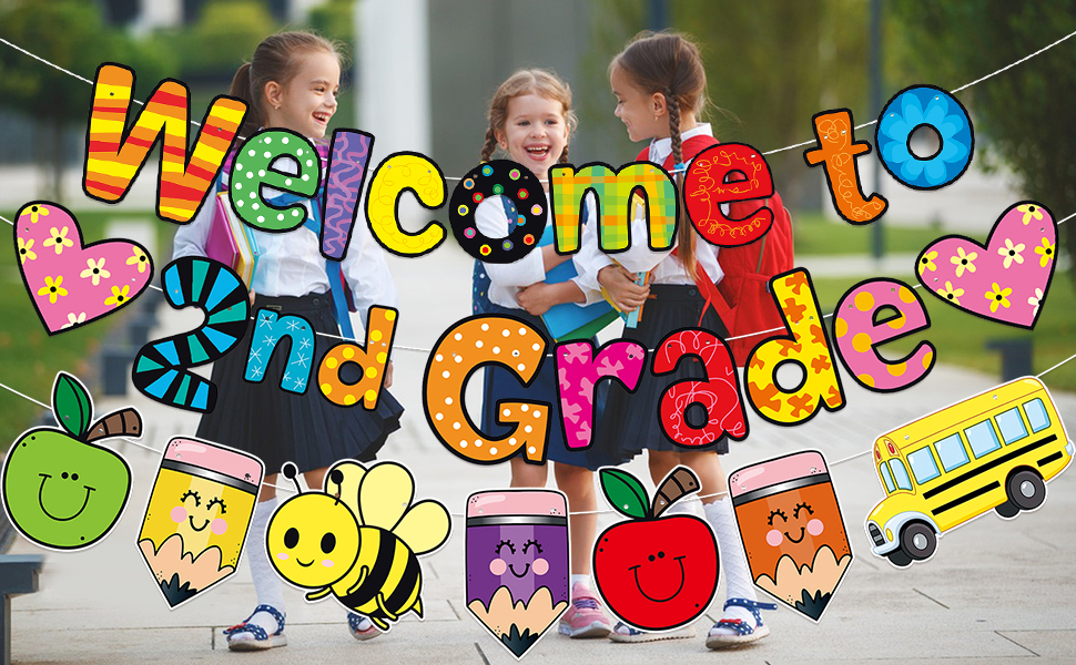 Amazon.com: TTDQ Welcome to 2nd Grade Banner First Day of Second Grade ...