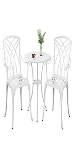 Amazon.com: PATIO-IN 3 Piece Outdoor Bistro Set, Cast Aluminum Outdoor Bistro Table and Chairs ...