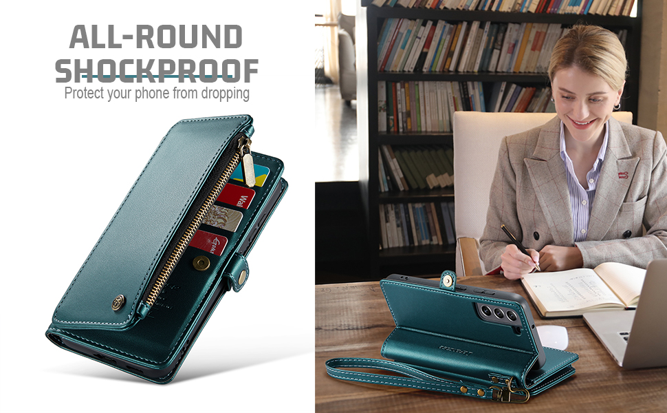 Defencase Wallet Case Compatible with Samsung Galaxy S21 FE 5G with RFID Blocking Card Holder ...