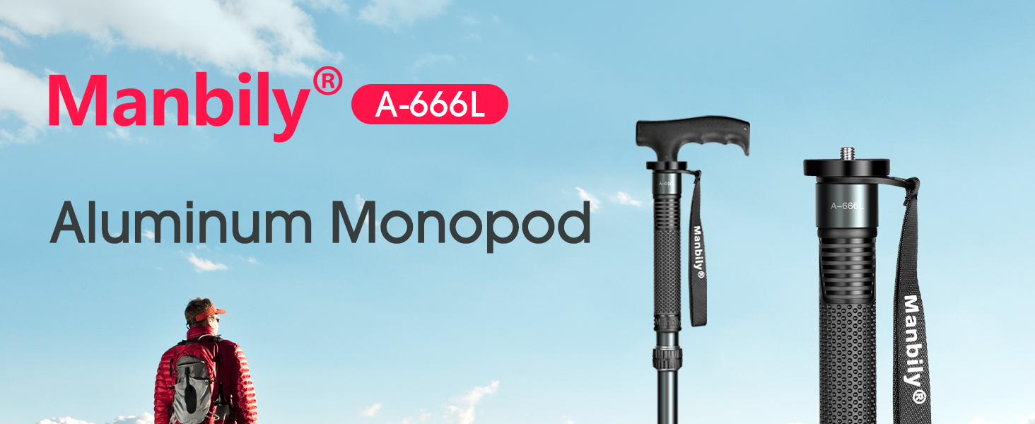 Amazon.com : Manbily A-666L Camera Monopod - 32mm Aluminum Tube With Walking Stick Handle for ...