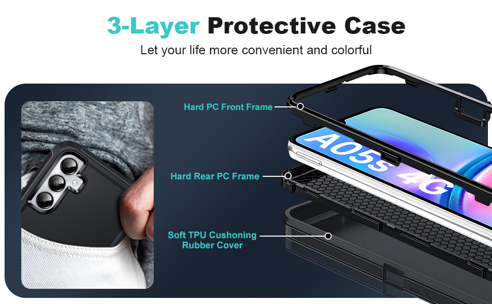 Amazon.com: LeYi Compatible for Samsung Galaxy A05S Case: Galaxy A05S 4G Case with [2 Pack ...