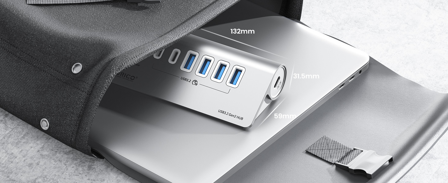 USB C Hub, ORICO 7 Port USB C 3.2 Gen 2 Hub, USB Verteiler 10 Gbps mit 4 USB C, 2 USB A, PD 60W ...