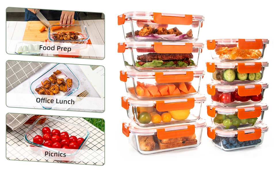 UMEIED - Juego de 10 recipientes de vidrio herméticos para ...