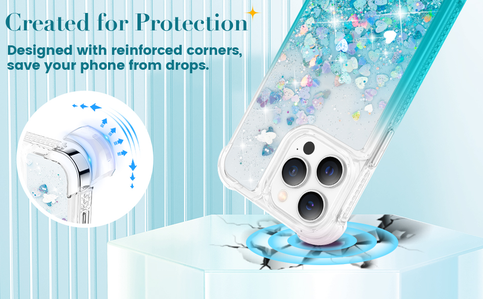 Amazon.com: Ruky Glitter Case Compatible with iPhone 14 Pro, Bling Sparkle Flowing Liquid ...