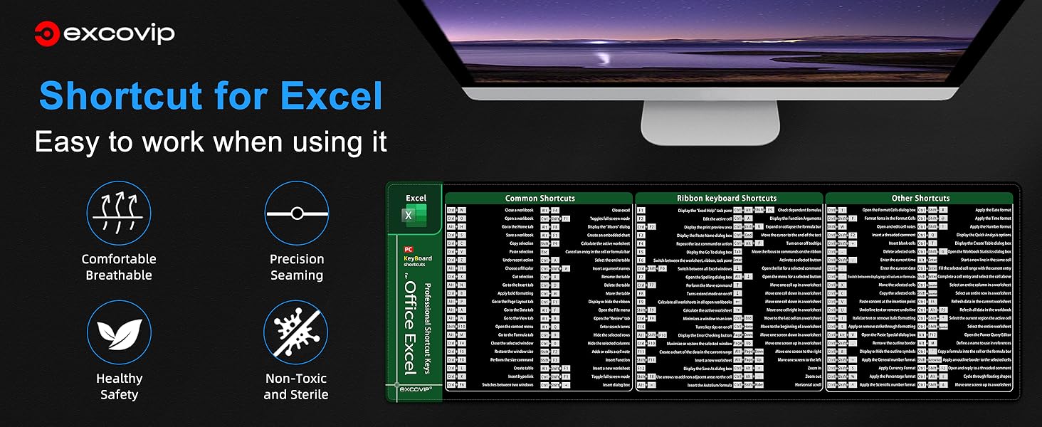 excovip Large Mouse Pad XL, Office Shortcut Mouse Pad, Extended ...