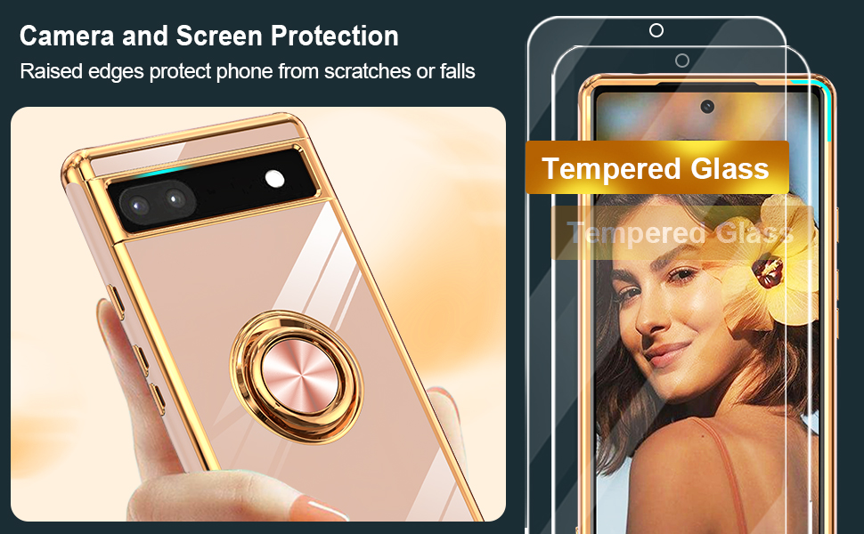 Amazon.com: LeYi for Pixel 6A Case: with Tempered Glass Screen Protector [2 Pack] 360° Rotatable ...