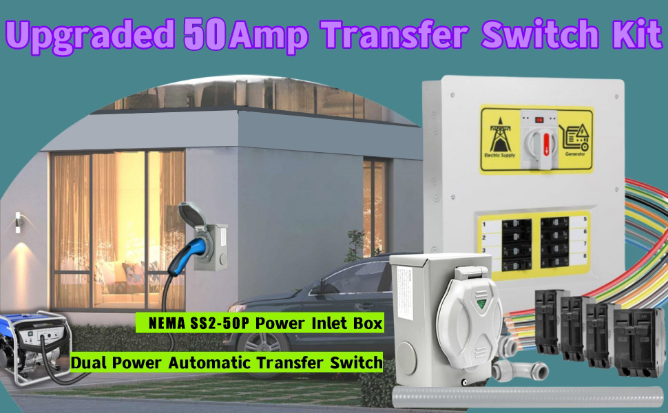 Amazon.com: 50Amp Automatic Transfer Switch Kit with Multiple 50A, 30A, 20A, 15A Circuit ...