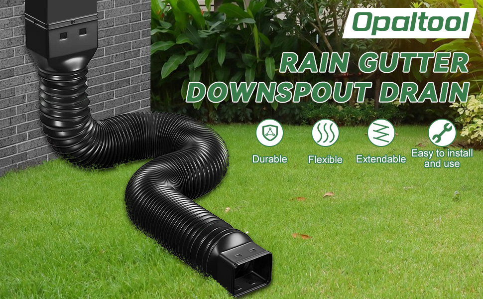 Opaltool 2pc Rain Gutter Downspout Drain, Black Gutter Connector ...