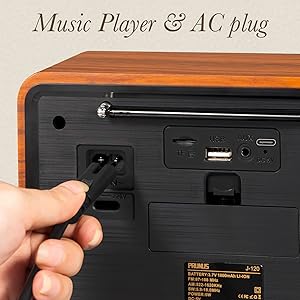 PRUNUS J-120 Retro Radio, AM/SW/FM Small Portable Radio, 1800mAh Rechargeable Radio Portable ...