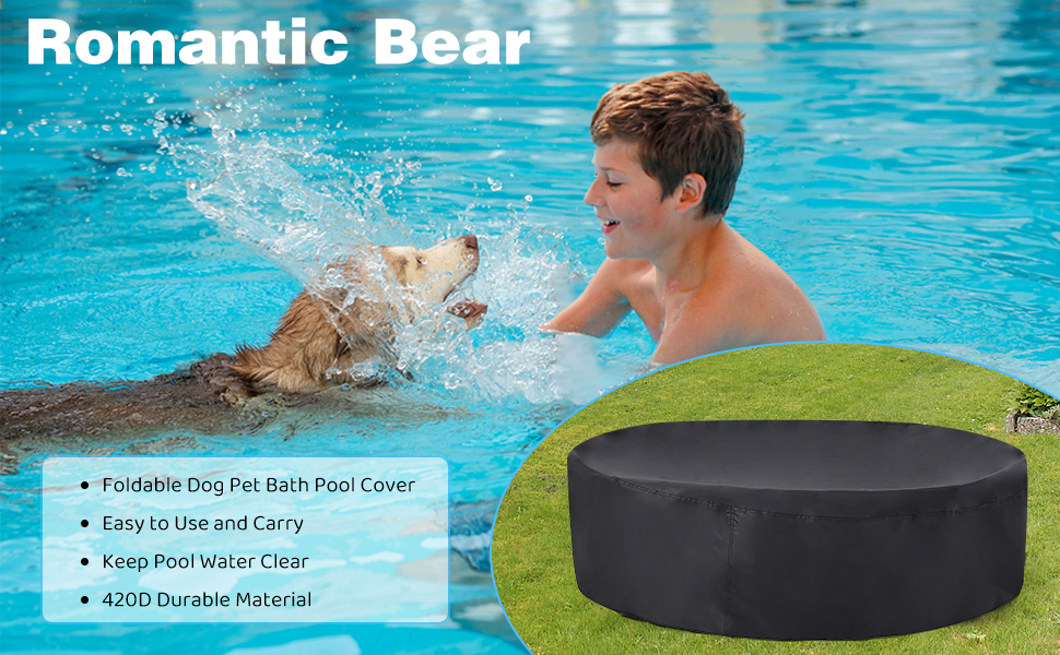 Amazon.com : Foldable Dog Pool Cover,Large Round Dog Pet Bath Pool Cover,Portable Pet Pool ...