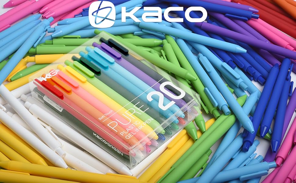 Amazon.com: Kaco PURE Gel Pens Color Ink 20 Pieces Assorted 0.7mm, Medium Point, Aesthetic Cute ...