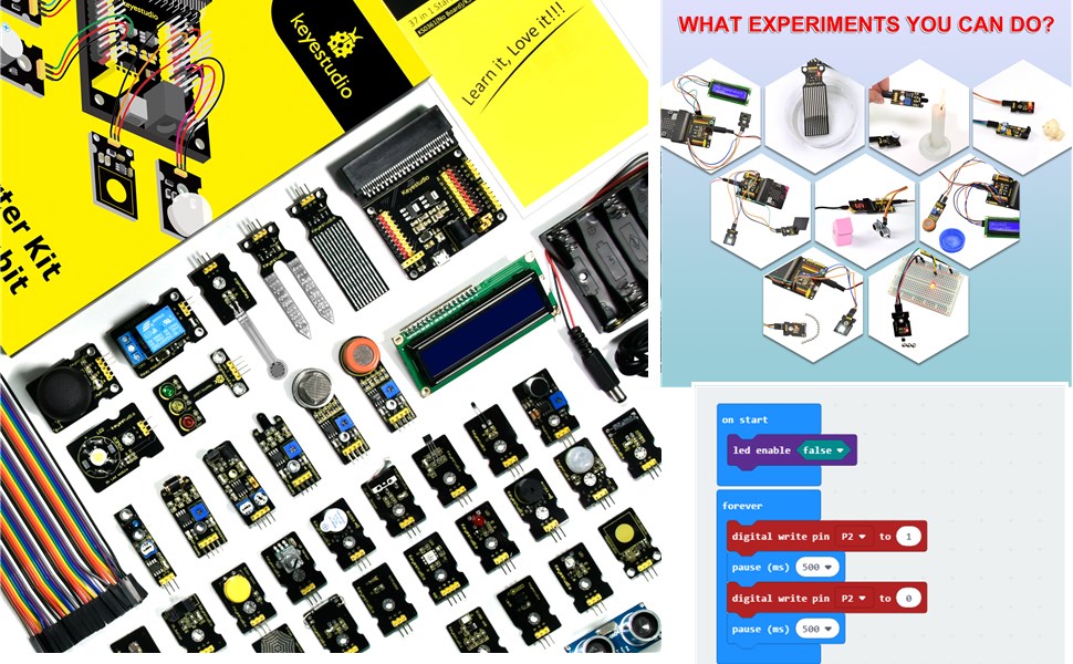 KEYESTUDIO BBC Micro:bit 37 In 1 Starter Kit with Tutorial for Early ...