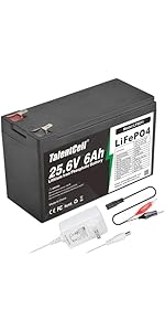 Amazon.com: Talentcell 24V 6Ah LiFePO4 Battery Pack LF8011, 25.6V 153.6Wh Deep Cycle ...