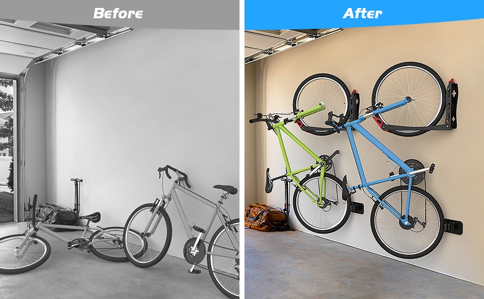 Amazon.com: WALMANN BIKEPAL No Lifting Wall Mount Swivel Bike Rack, Vertical Bike Wall Hangers ...