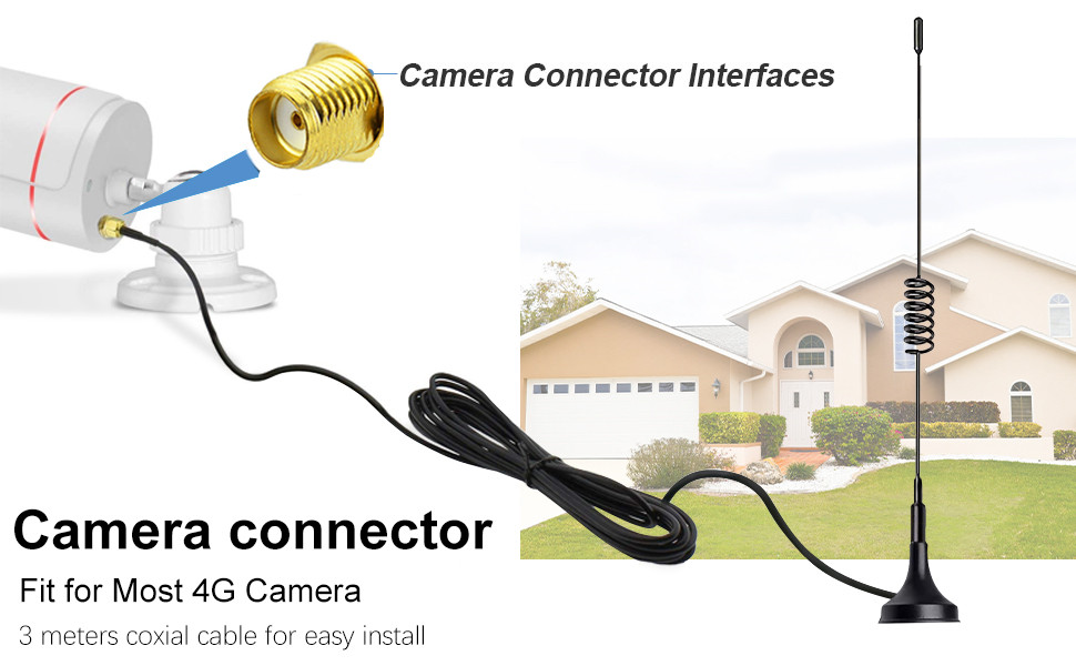 SMA Antenne 4G LTE Intérieur, SMA Mâle Antenna 10dBi avec Base Magnétique et RG174 Câble 3M pour ...