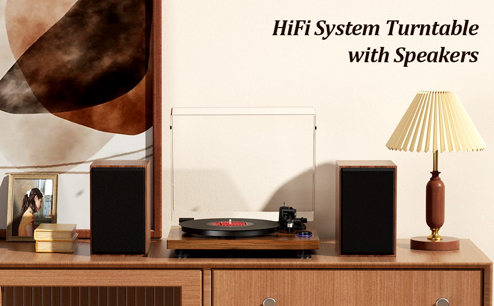 Bluetooth Record Player Wireless Turntable HiFi System Wooden Bluetooth ...