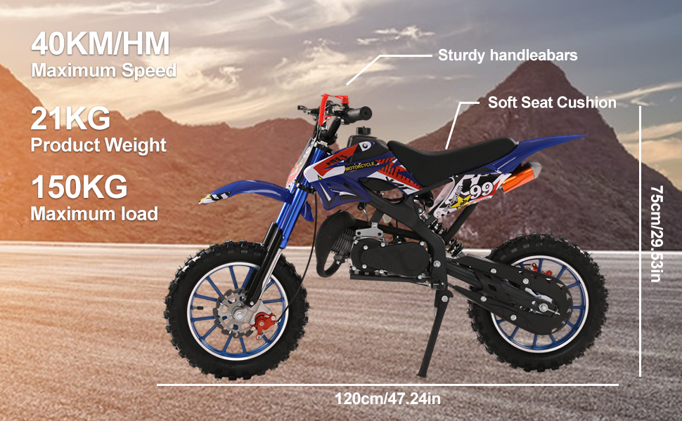Amazon.com: D-GROEE 49cc Kids Dirt Bike, 2-Stroke Gas Power Motocross, Off Road Pocket Motorbike ...