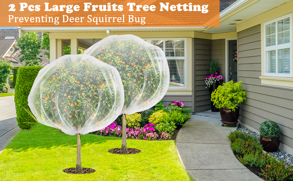 Amazon.com : 2 PCS 8.2 x 6.6 ft Large Fruits Tree Netting,Garden Insect Netting Plant Cover with ...