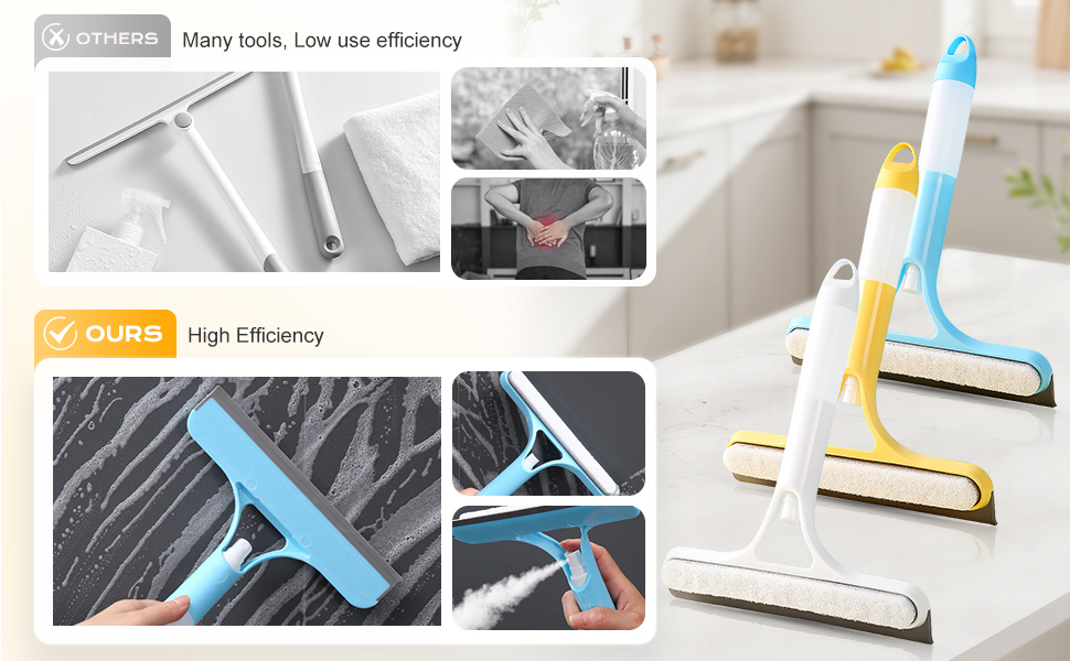 Amazon.com: 3 in 1 Window Cleaning Scraper, 2025 New Squeegee for Shower Glass, 3 in 1 Spray ...