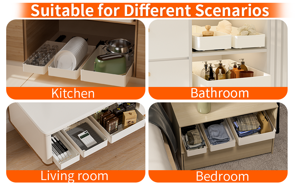 Amazon.com: 3 Pack Pull Out Drawer Organizer Kit, 3 Sizes Adhesive ...