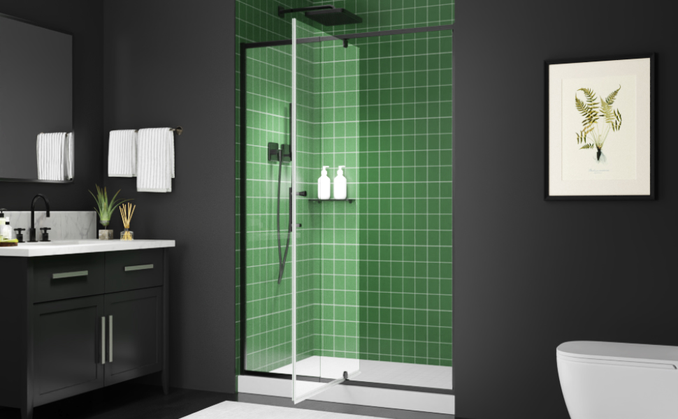 38-42" W x 71" H Pivot Swing Glass Shower Door,Pivot Semi-Frameless Shower Door with 1/4"(6mm ...