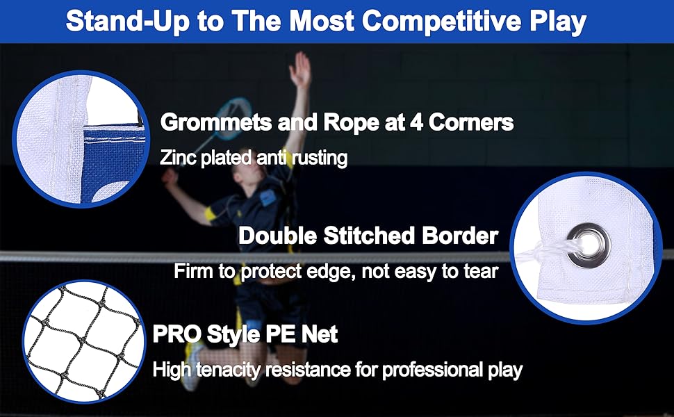 Amazon.com : Professional Badminton Net Only with Aircraft Heavy Duty Steel Cable, 20FT x 2.5FT ...