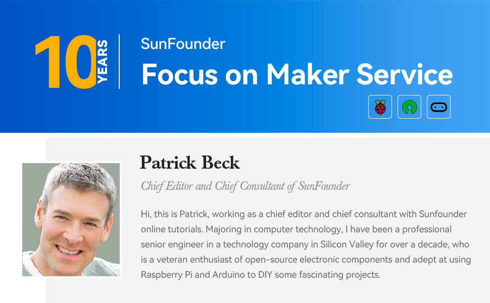 Amazon.com: SunFounder Starter Kit for Raspberry Pi 5 4 B 3 B+ 400, 800 ...