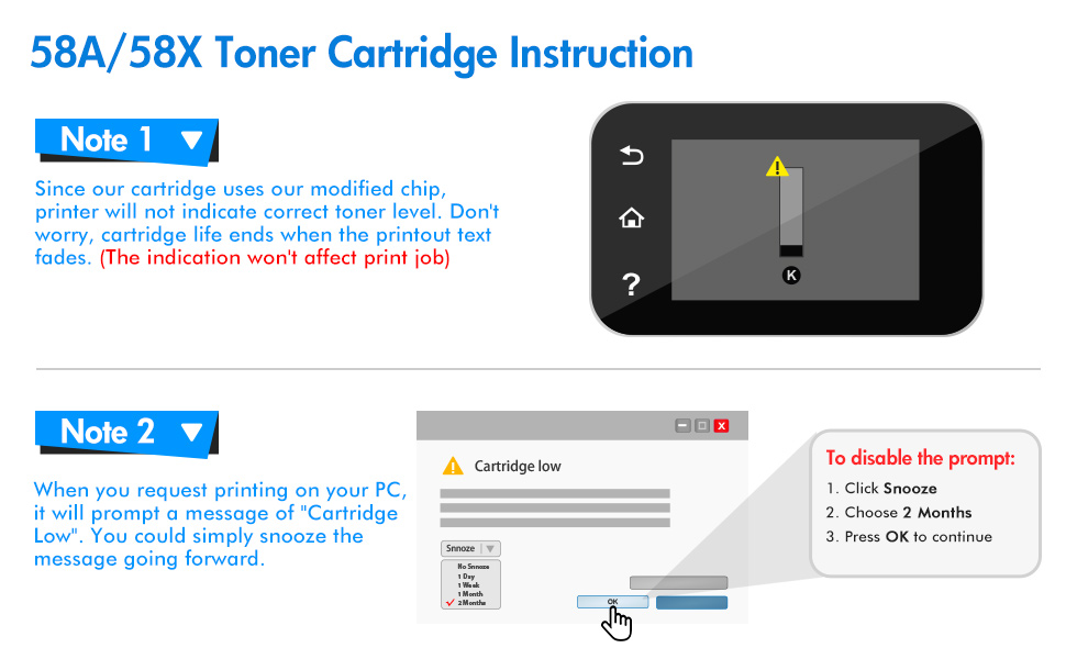 58X CF258X Toner Cartridge 2 Pack Black (with Chip) Replacement for HP 58X CF258X 58A CF258A ...