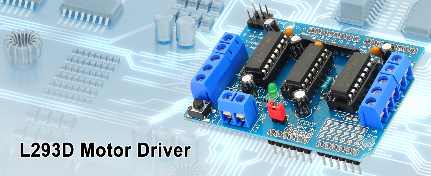 Amazon.com: L293D DC Motor Drive - Stepper Motor Control Shield Module ...