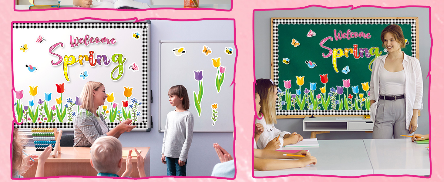 Amazon.com : Jacyan Tulip Bulletin Board Set Classroom Decorations ...